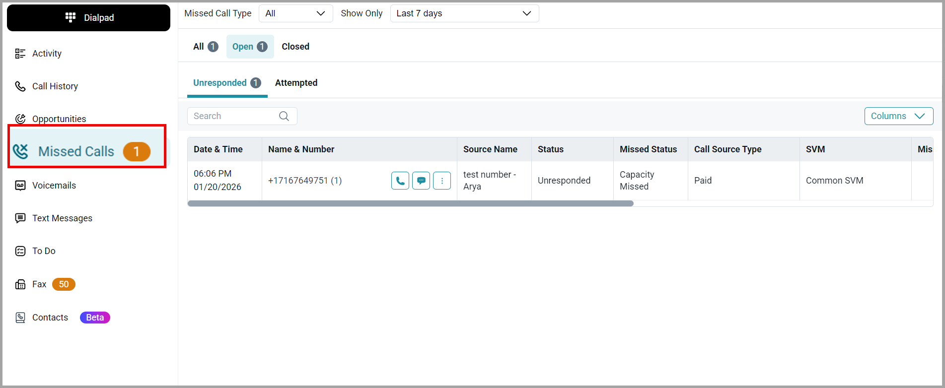 Missed Calls Dashboard Explained – Voicestack-US