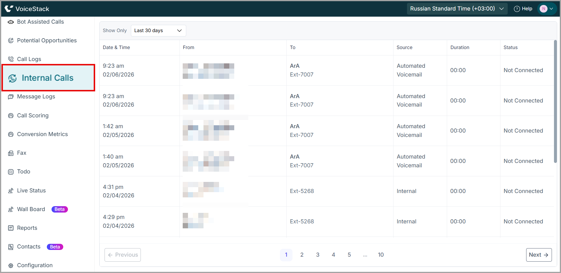 Monitor and View Internal Calls – Voicestack-US